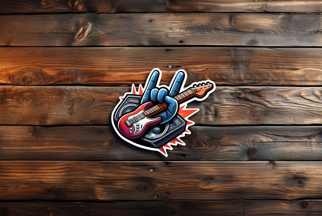 Rocking Guitar Kiss-cut Stickers, Musical Decals, Guitar Lover Gift ...