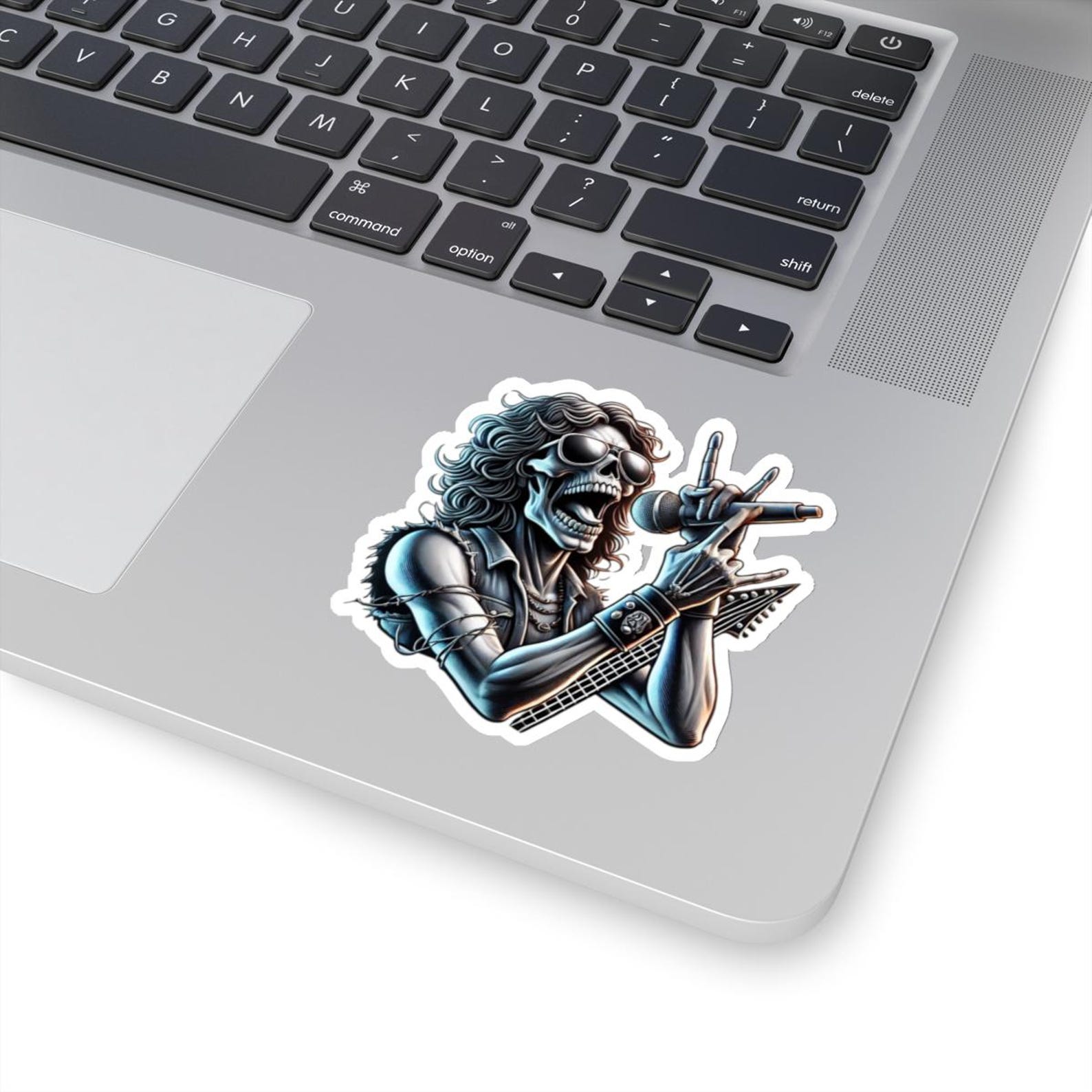 Skull Metal Rocker Sticker, Rock Band Laptop Decal, Gothic Punk Bumper ...