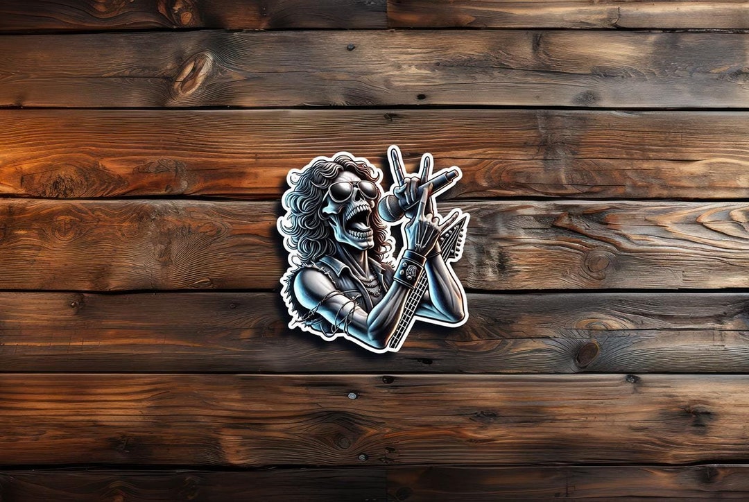 Skull Metal Rocker Sticker, Rock Band Laptop Decal, Gothic Punk Bumper ...