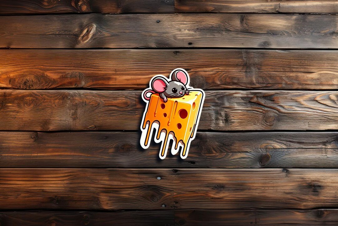 Cheesy Mouse Kiss-cut Stickers, Cute Cartoon Animal Decals, Laptop ...