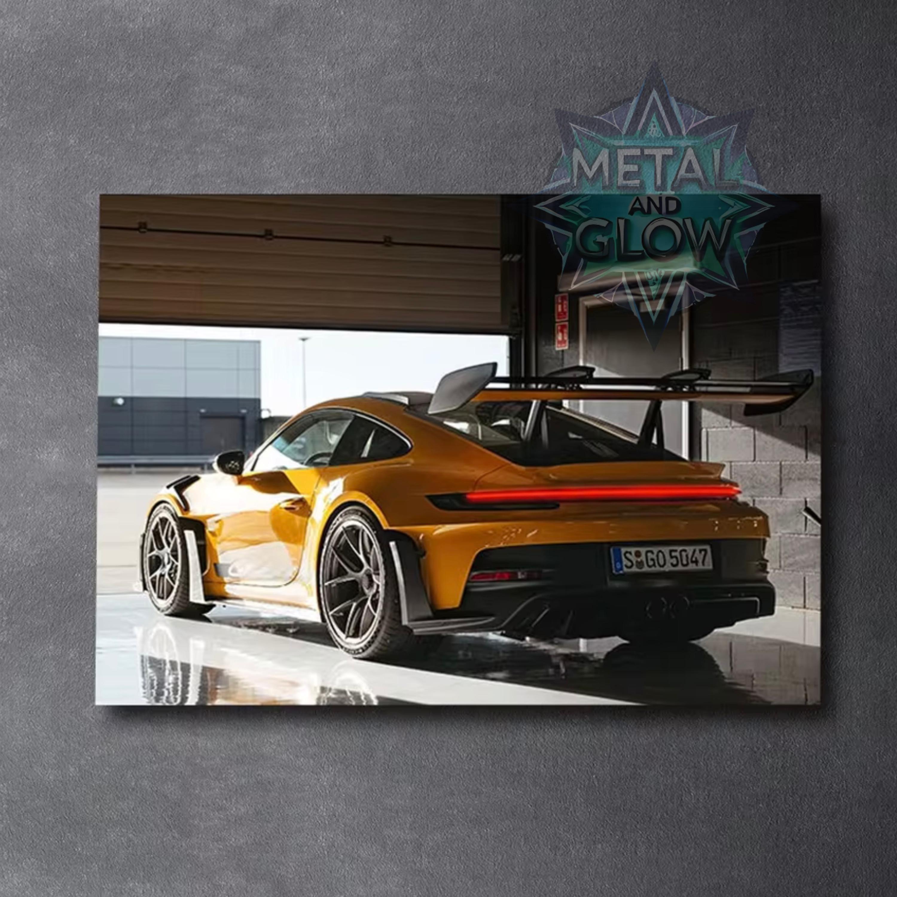 Porsche 911 Acrylic Poster With Neon Lights Custom LED Backlit Wall Art ...