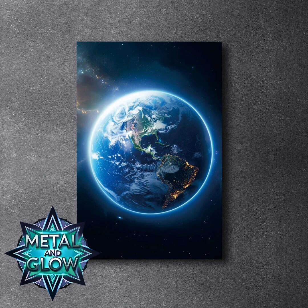 Earth Acrylic LED Neon Poster – Light-up Planet Wall Art, Globe Neon ...