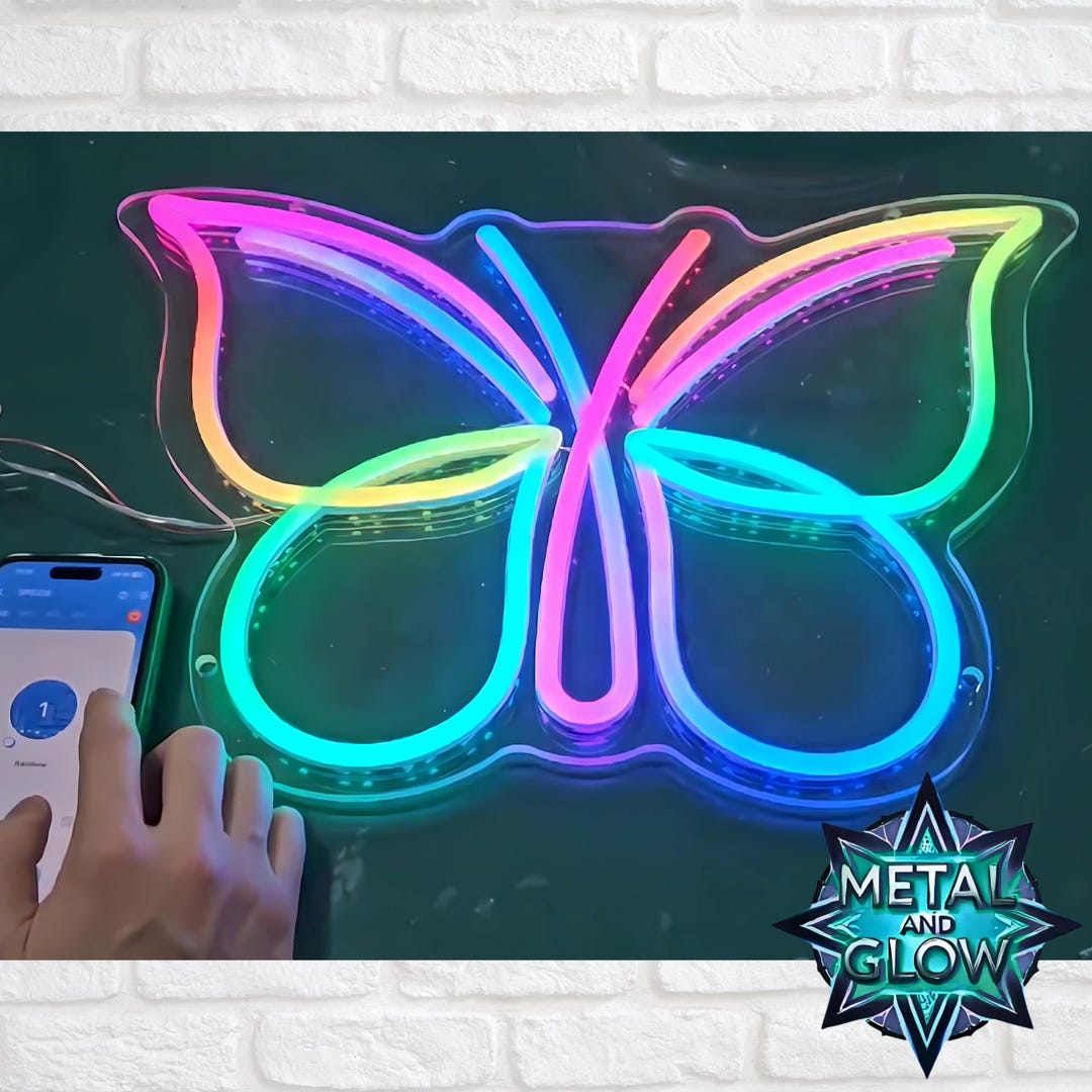 Butterfly RGB Neon Light - LED Wall Decor, Color-changing Butterfly ...