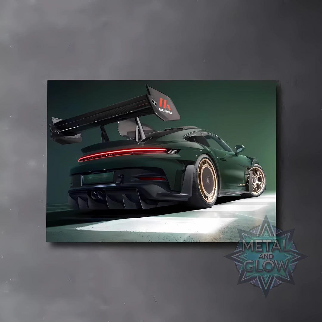 Custom GT3 RS With Manthey Kit, Acrylic Poster With Neon Lights ...