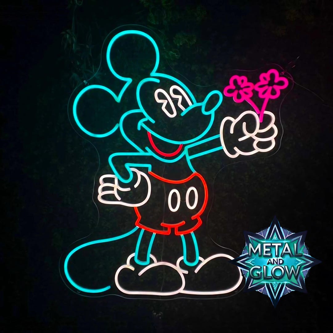 Mickey Mouse Inspired Neon Light - Custom LED Neon Sign for Bedroom ...