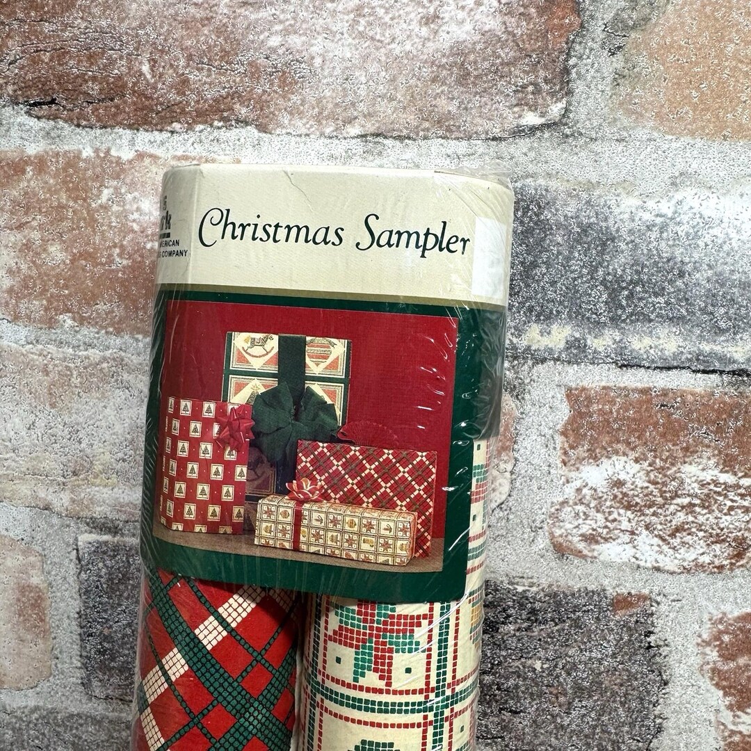 2 Rolls Vintage 80s Christmas Gift Wrap Wrapping Paper 60 Sq Ft Sampler ...