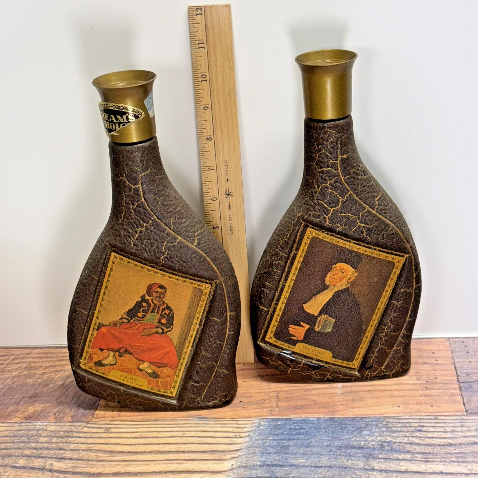 2 Jim Beam Glass Decanters Modern Masters Beams Choice Van Gogh & Manet ...