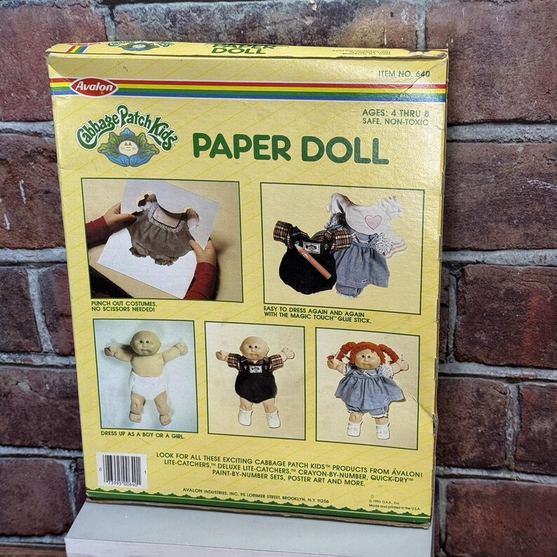 Vtg 1983 Cabbage Patch Kids Paper Doll NEW! NIB Avalon #640 Toy Boys ...