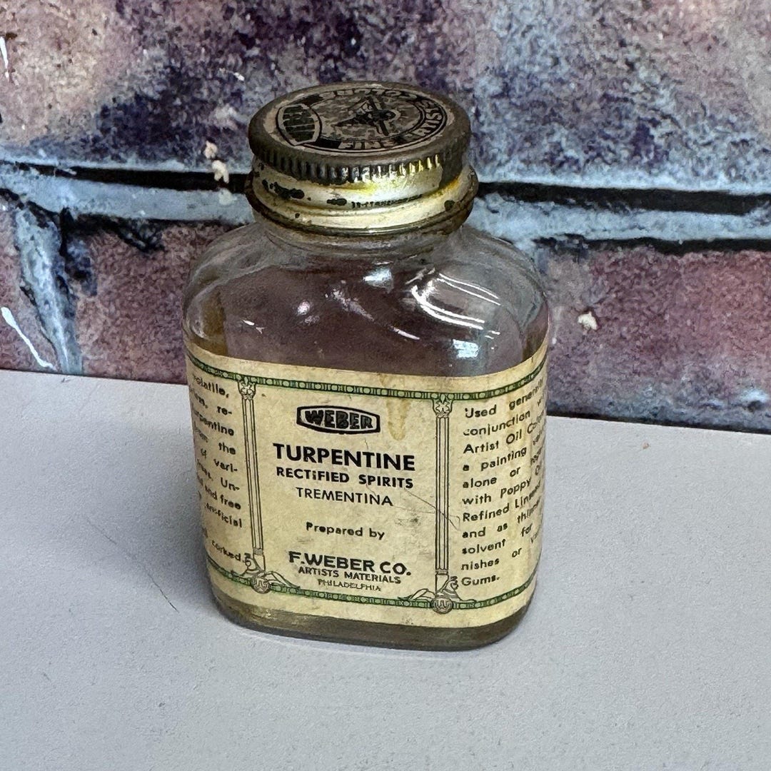 Vintage Labeled Glass Bottle Weber Turpentine Artists Materials ...