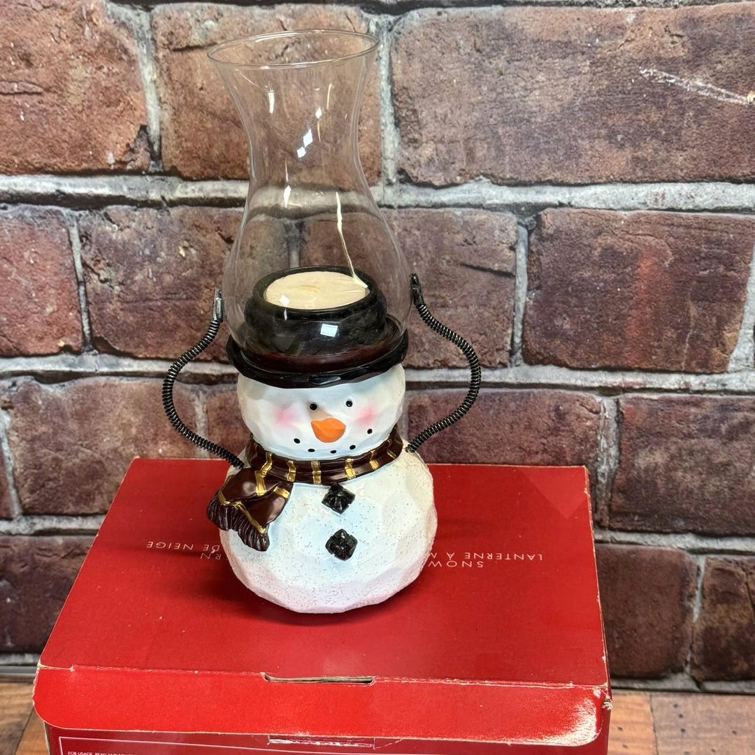 Vintage Avon Snowman Tealight Lantern Winter 8.5" New in Box NOS ...