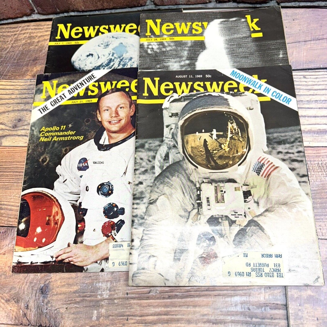 1969 Lot of 4 Newsweek Magazines Man on the Moon Covers Moonwalk in ...