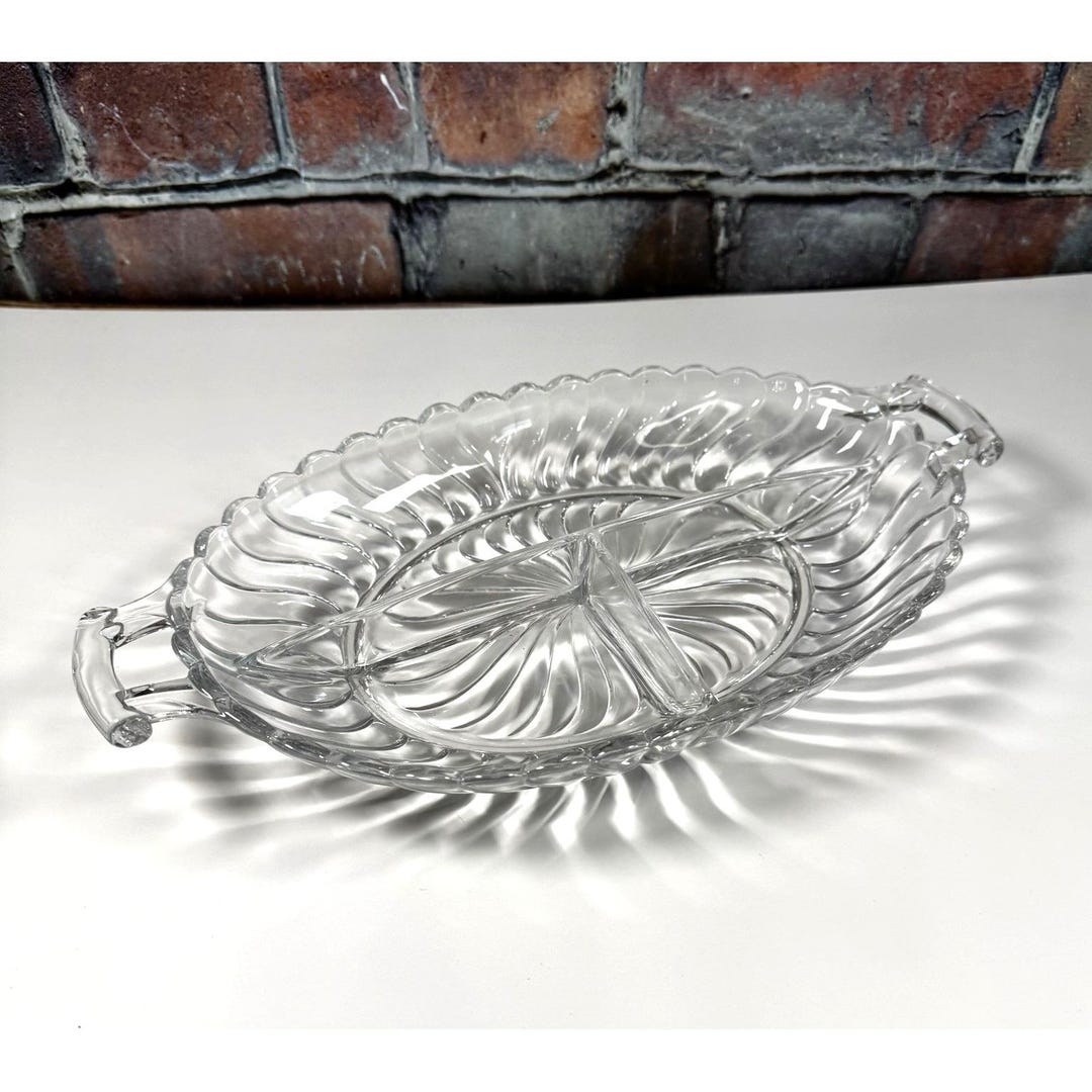 Vintage Fostoria Colony 3-part Glass Relish Tray MCM Divided Dish 2 ...