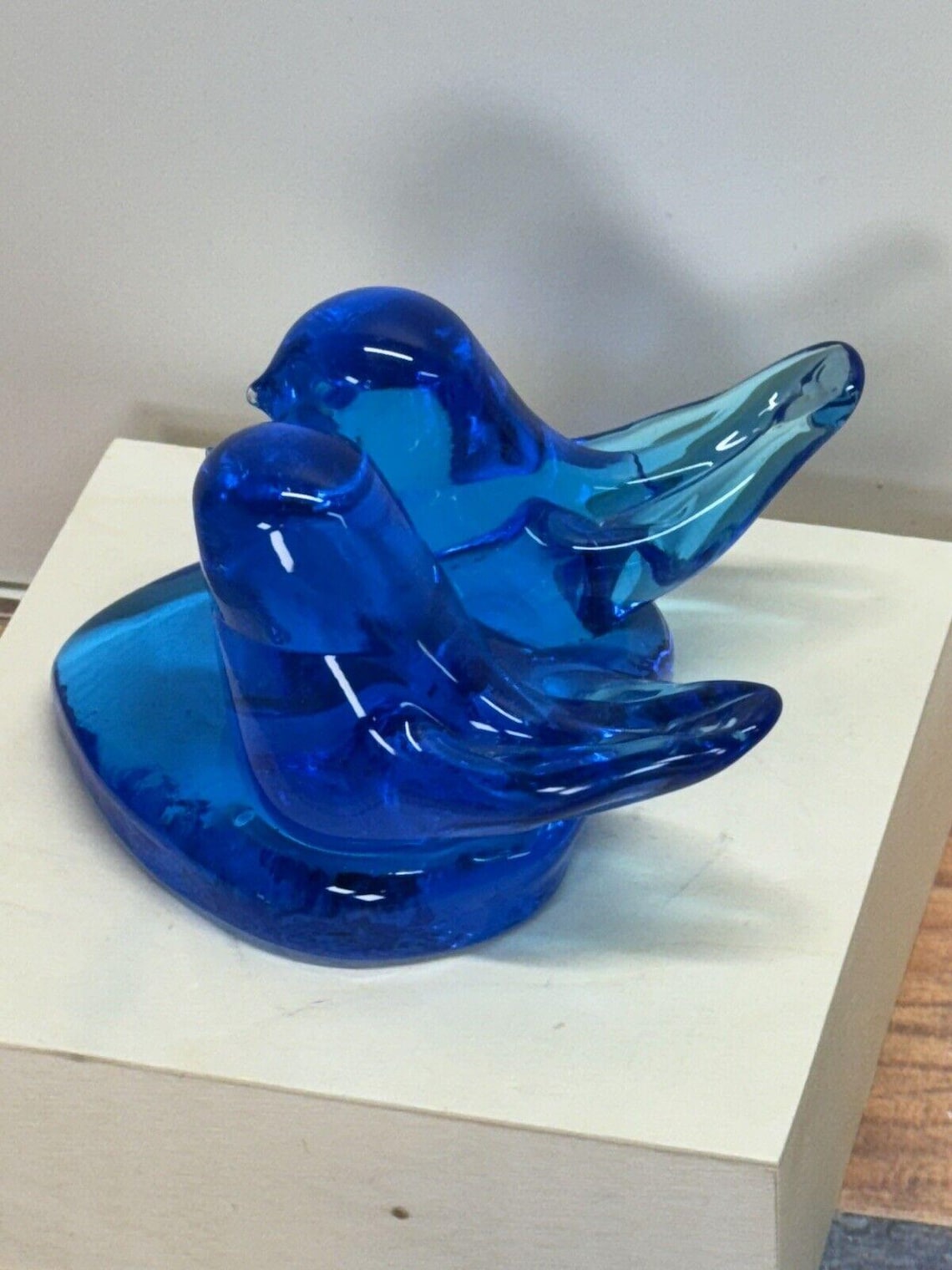 Bluebird of Happiness Figurine Signed Leo Ward 1992 Art Glass Double ...