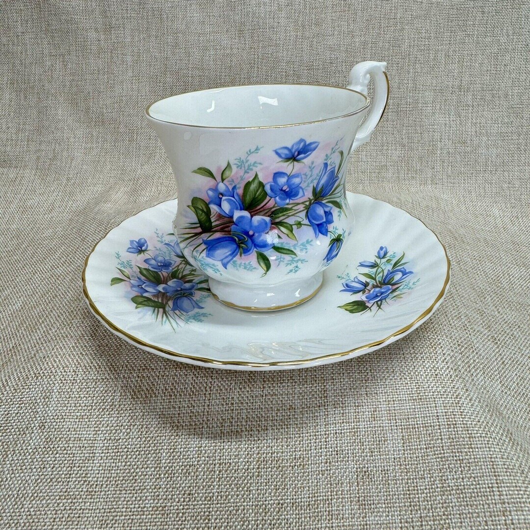 Vintage Fine Bone China, Blue Bell Flower Teacup and Saucer, Made in ...