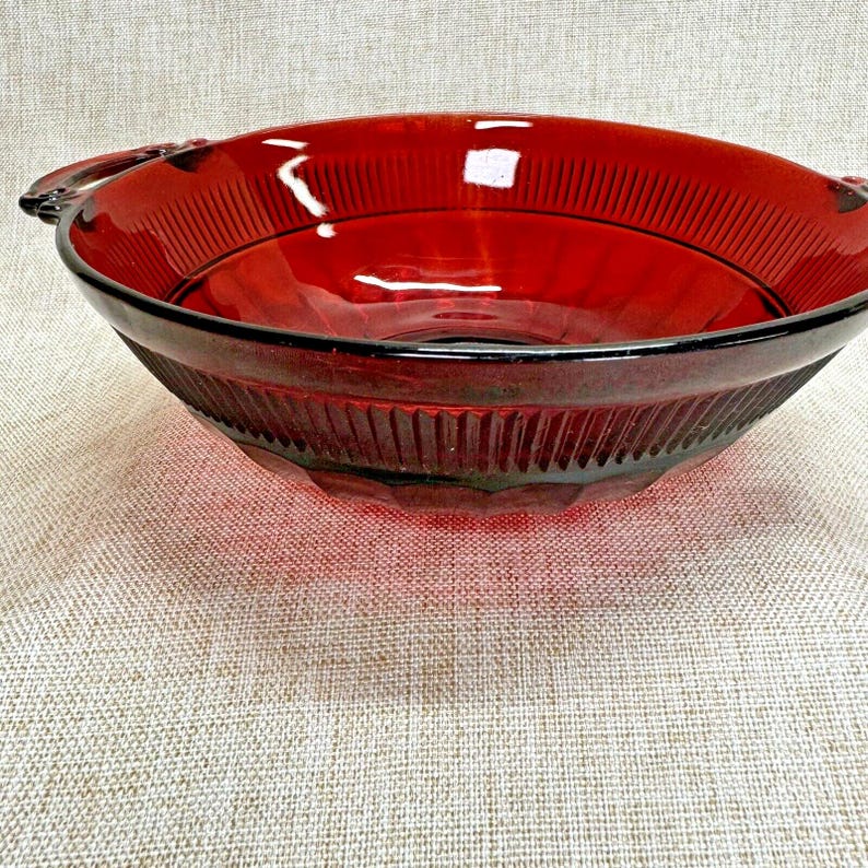 Ruby Red Anchor Hocking Coronation Depression Glass Bowl With Handles ...