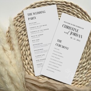 Minimalist Wedding Program Template: Elegant Order of Service, Editable Ceremony Timeline for ...