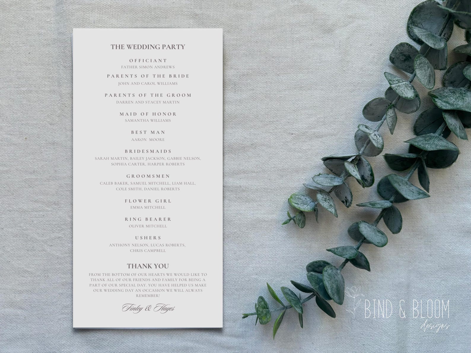 Elegant Wedding Program Template: Order of Service, Editable Ceremony ...