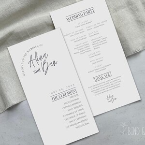 Minimalist Arched Wedding Program Template: Elegant Order of Service, Editable Ceremony Timeline ...