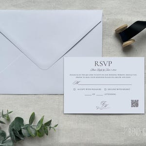 Elegant Wedding Invitation Suite, QR Code RSVP, Modern Reception Details Card, Editable Template ...