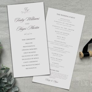 Elegant Wedding Program Template: Order of Service, Editable Ceremony ...