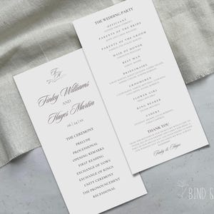 Elegant Wedding Program Template: Order of Service, Editable Ceremony Timeline for Instant ...