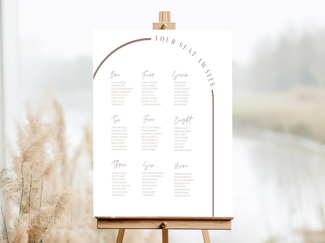 Modern Wedding Seating Chart | Elegant Table Assignment Sign ...