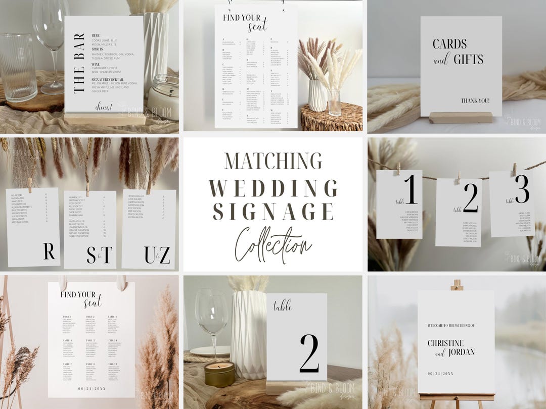 Wedding Signage Bundle – Printable Sign Set – Editable Canva Templates ...