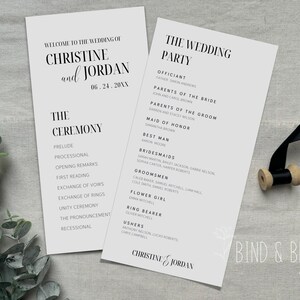 Minimalist Wedding Program Template: Elegant Order of Service, Editable Ceremony Timeline for ...