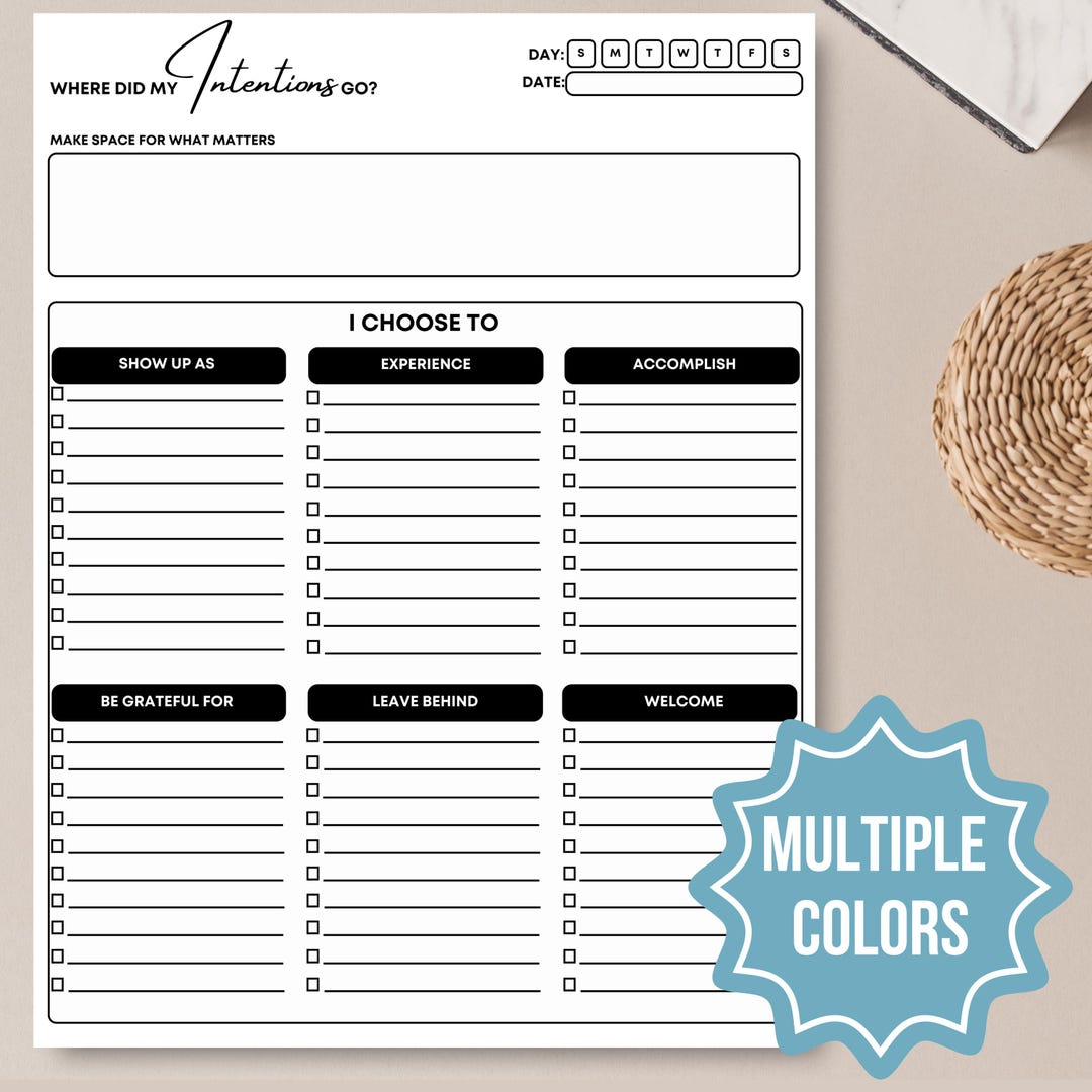 Daily Intention Checklist - Etsy