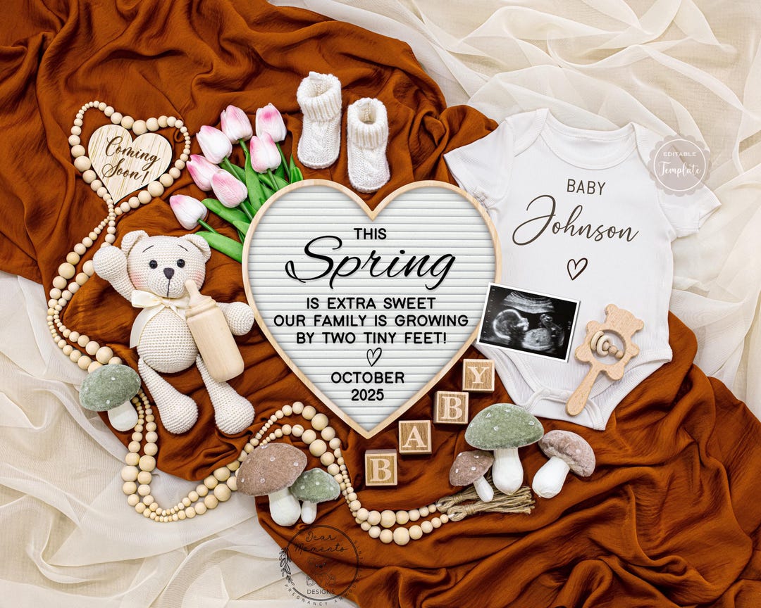 Spring Gender Neutral Baby Announcement, Boy Girl Spring Pregnancy ...