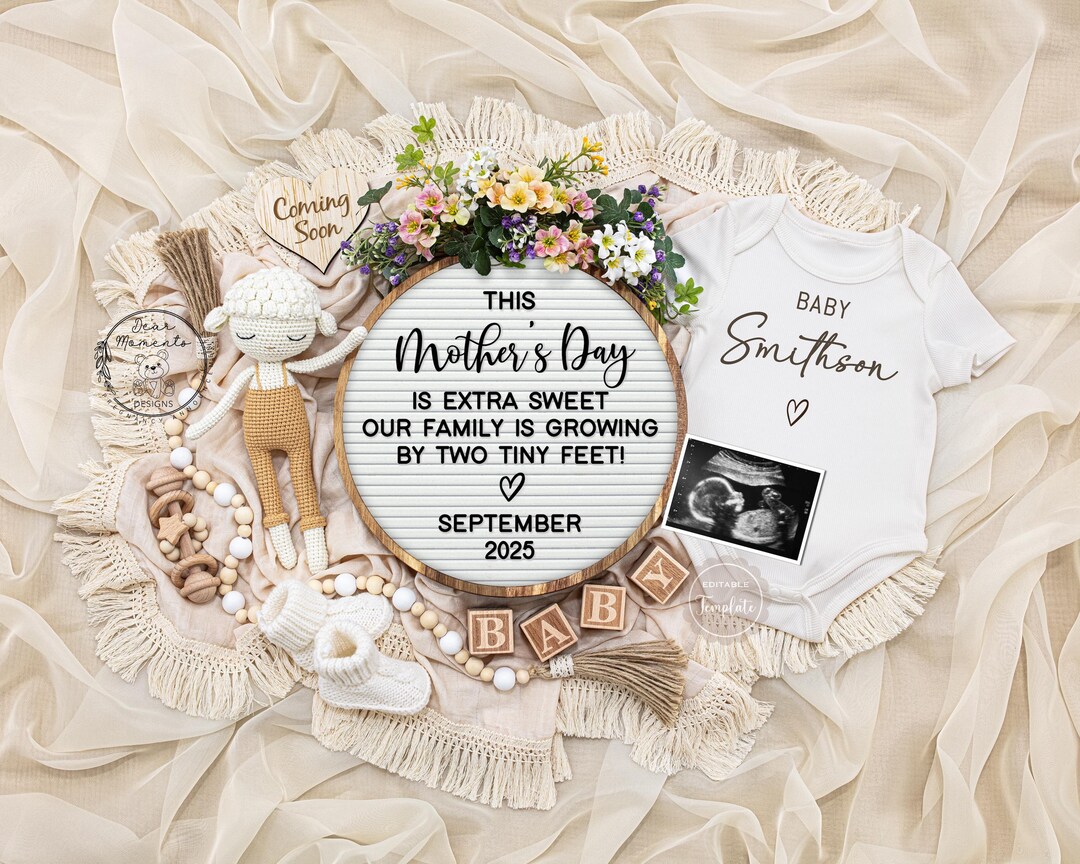 Mother's Day Pregnancy Announcement, Spring Gender Neutral Baby ...