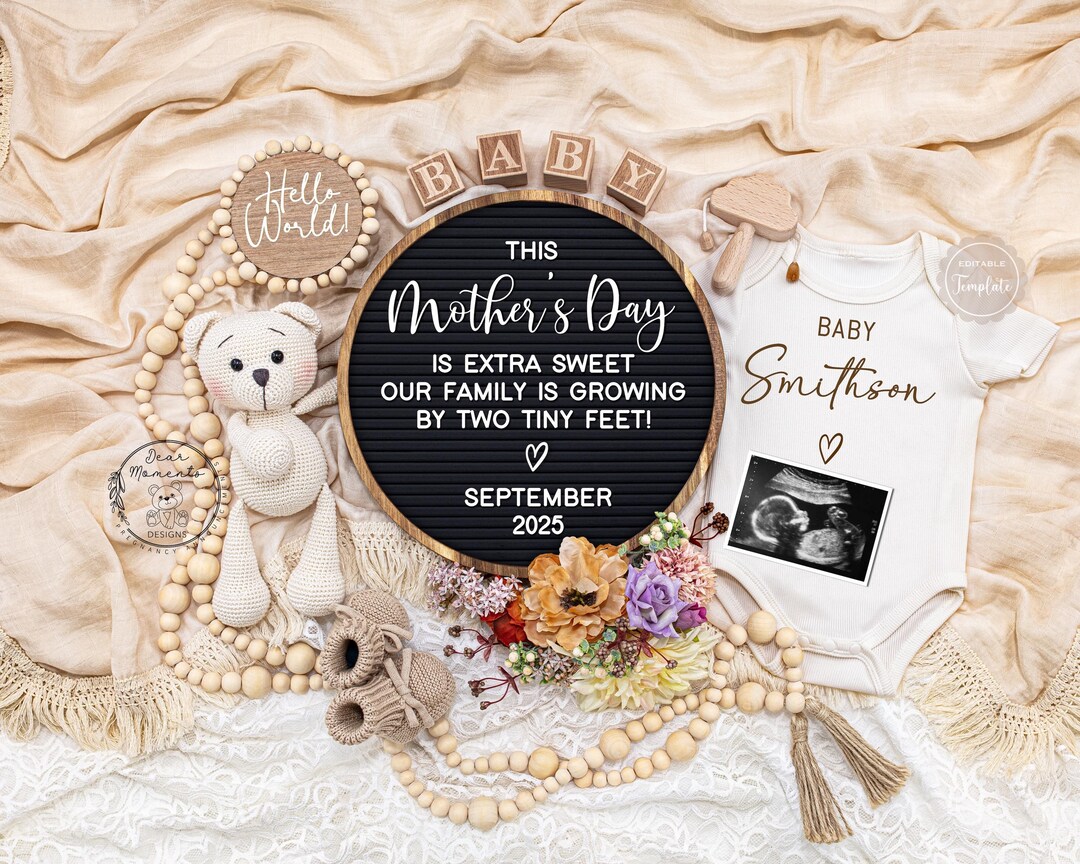 Mother's Day Pregnancy Announcement, Spring Gender Neutral Baby ...