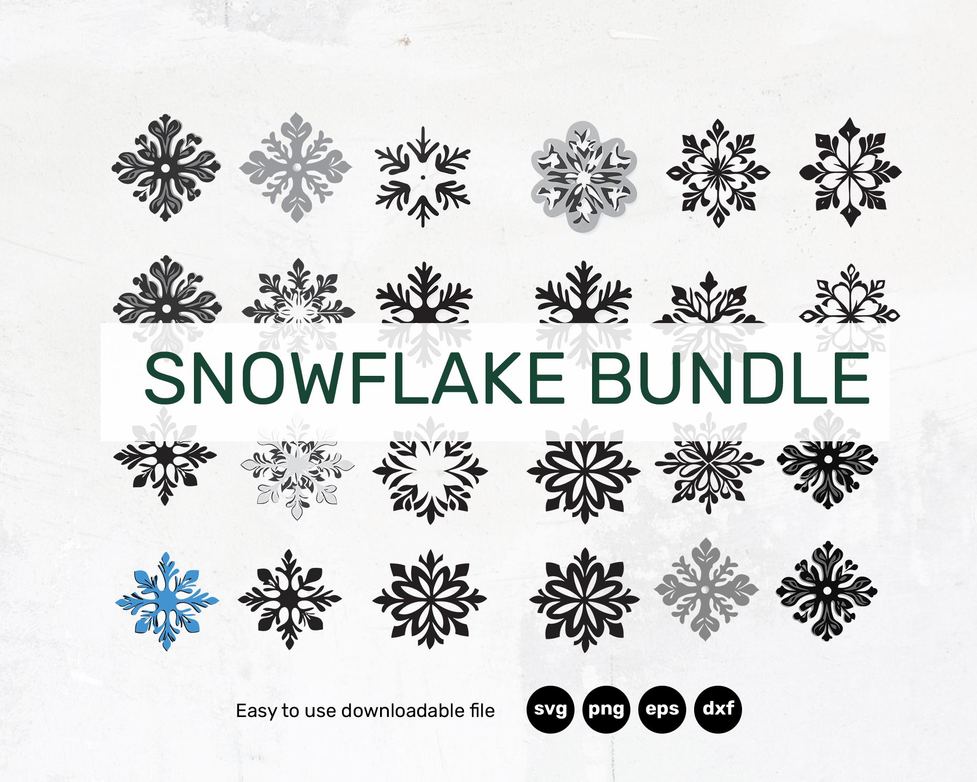 Snowflake Bundle Svg Png Dxf Eps | Winter Snowflake Clipart for ...