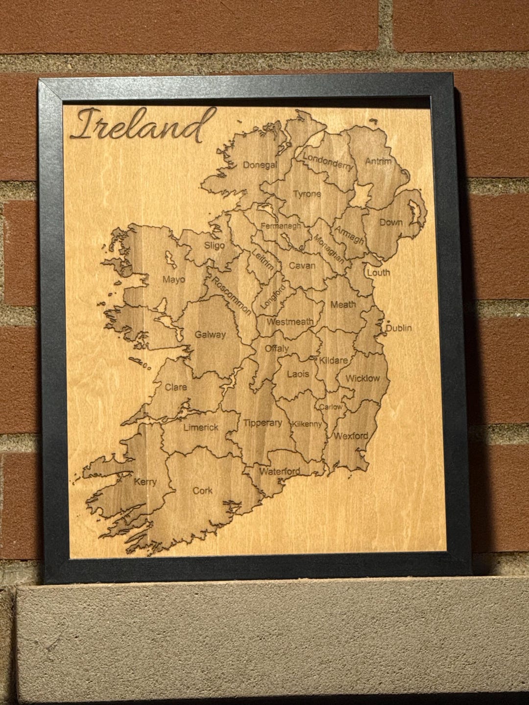 Engraved Wooden Map of Ireland With Counties - Etsy