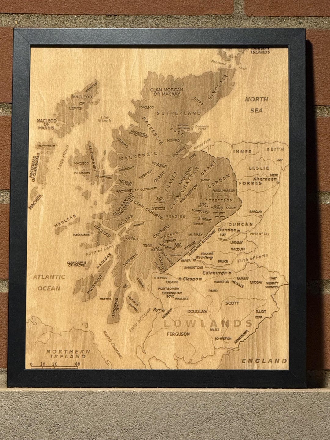 Engraved Wooden Map of Scotland: Scottish Clans Territory - Etsy