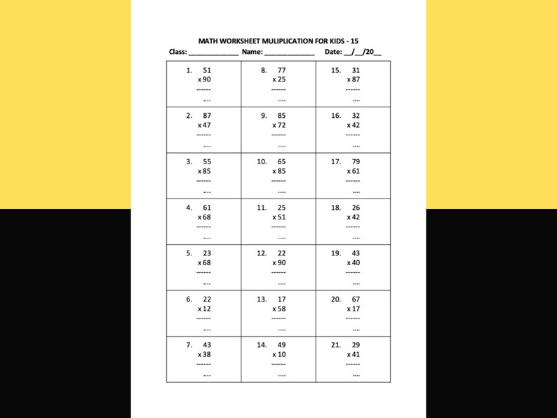 20 Multiplication Worksheets for Kids Fun Math Practice for Elementary ...