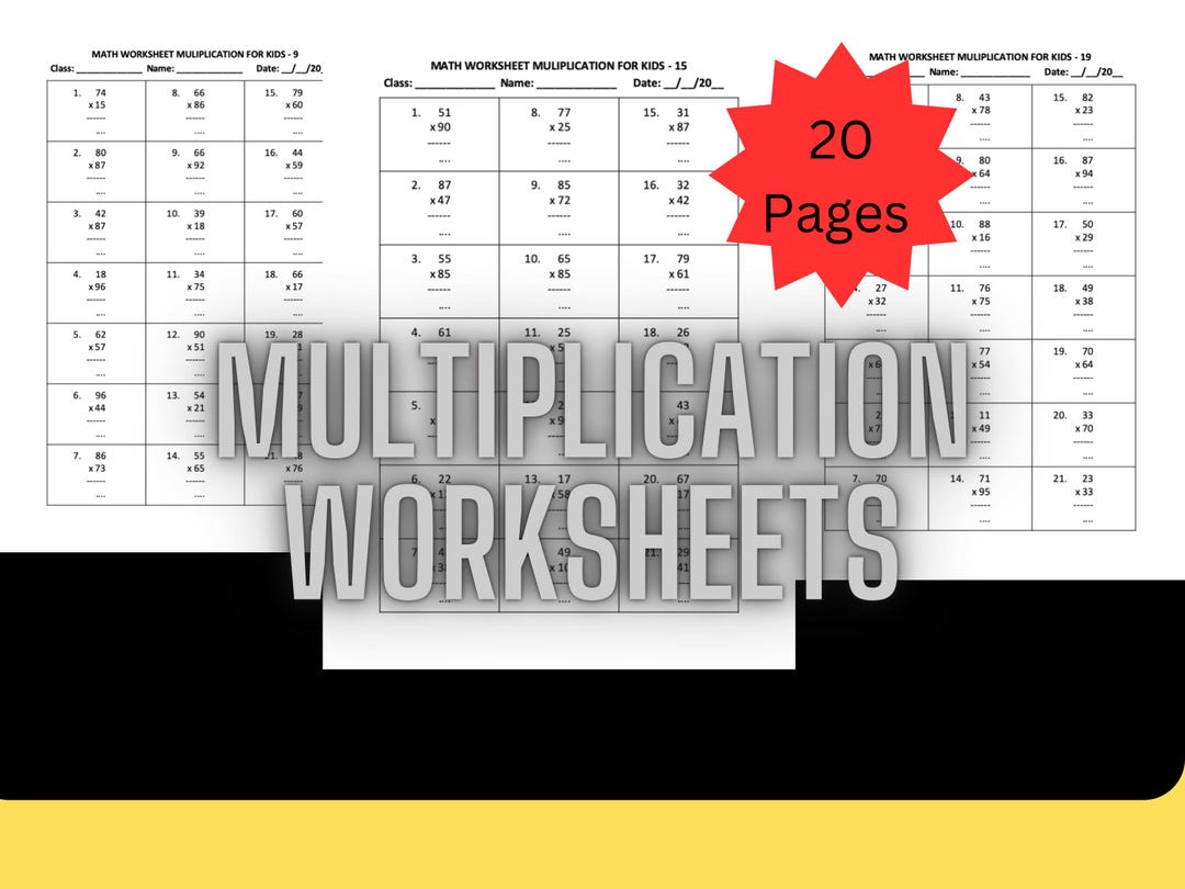 20 Multiplication Worksheets for Kids Fun Math Practice for Elementary ...
