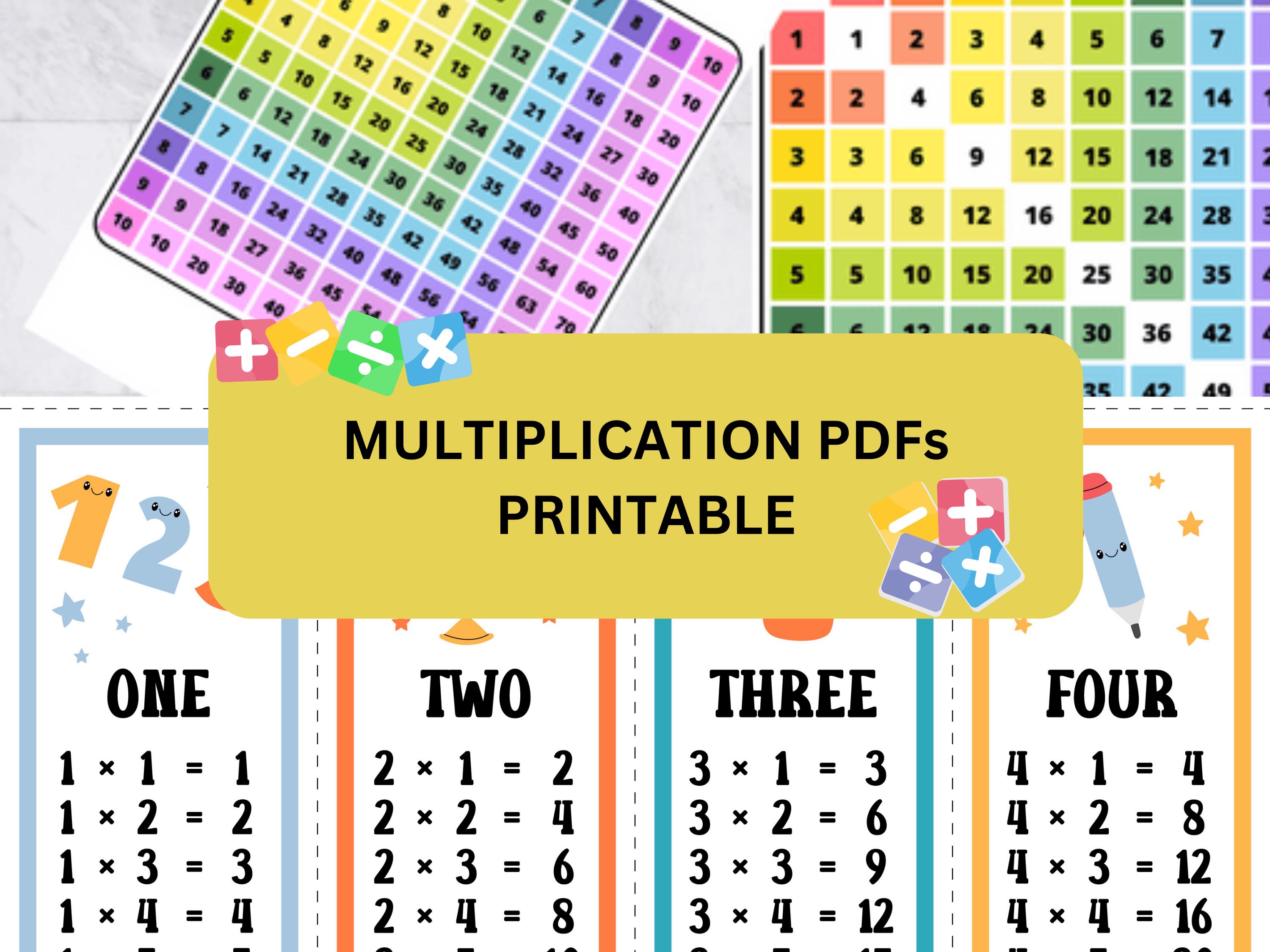 Multiplication Table Chart & Flashcards 1-12 Multiplication Table ...
