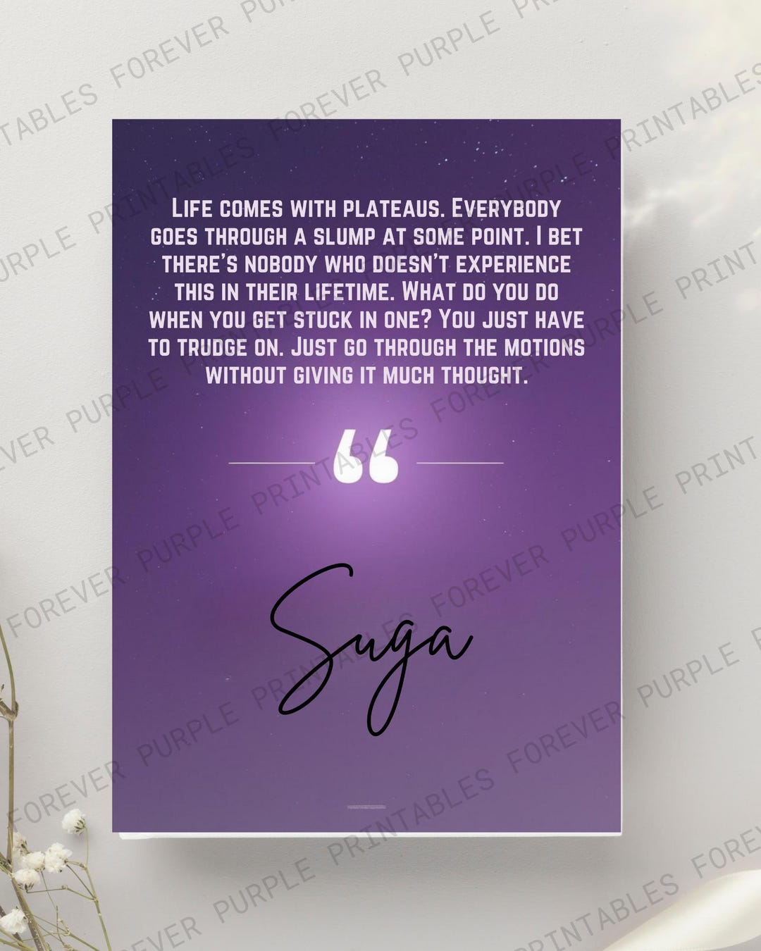 Printable SUGA Quote Poster | Army Wall Art |purple Home Decor|a4 ...