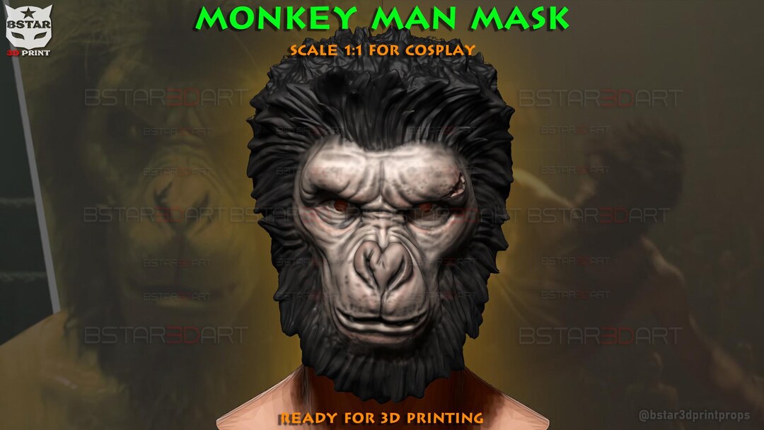 Monkey Man Mask dev Patel Cosplay for Halloween Prop 3D Print Model ...