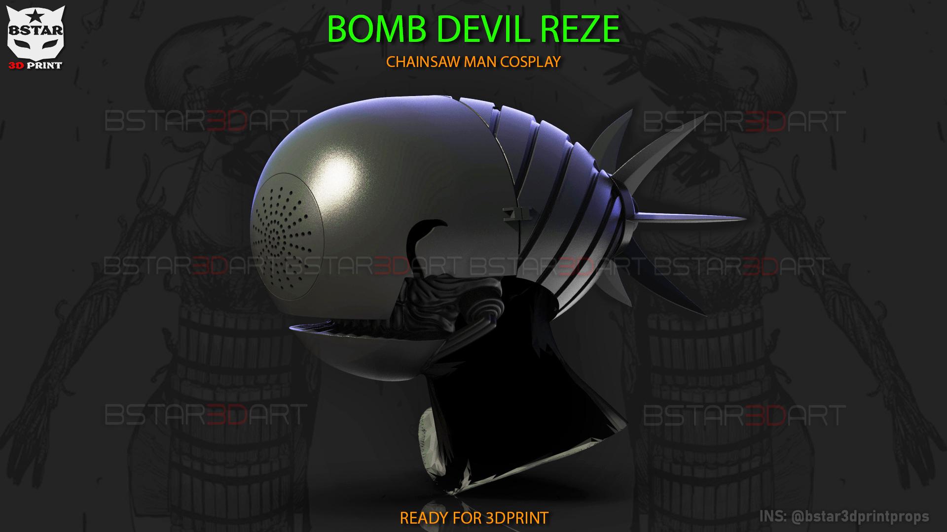 Bomb Devil Reze Helmet Chainsawman Cosplay 3D Print Model Digital STL File - Etsy