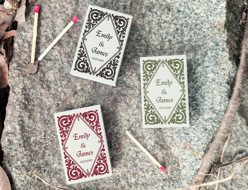Custom Wedding Matchboxes With Vintage Floral Design, Personalized ...