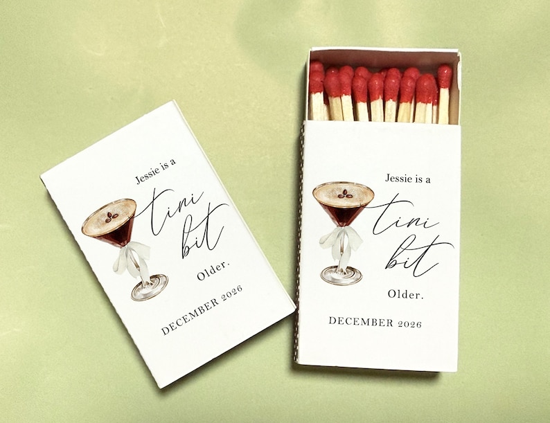 A Tini Bit Older Espresso Martini Birthday Match Boxes, Custom Birthday ...