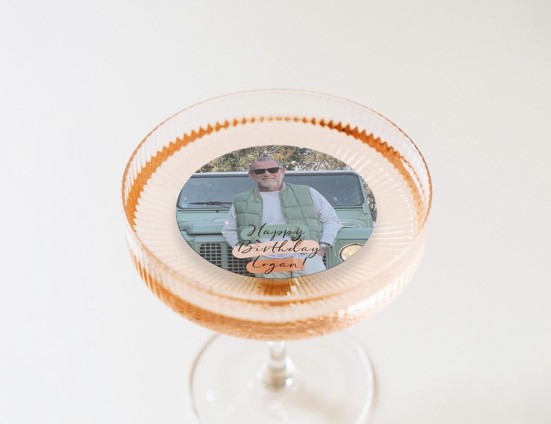 Birthday Photo Drink Topper, Wafer Paper Photo Toppers, Birthday Party ...