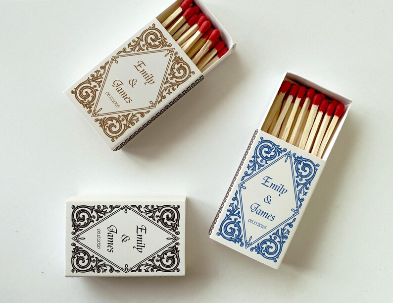 Custom Wedding Matchboxes With Vintage Floral Design, Personalized ...