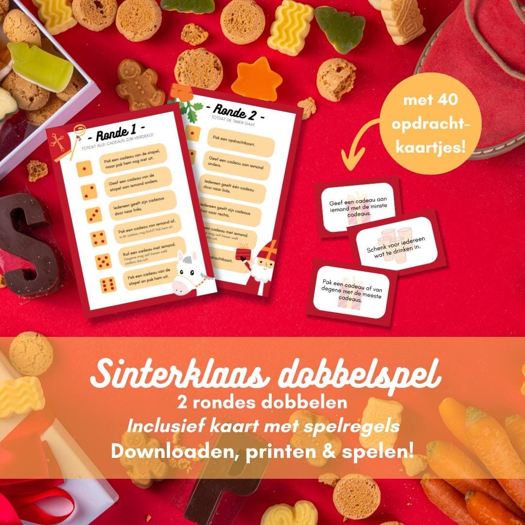 Sinterklaas Dice Game Gift Game With Cards and Assignments Download and ...