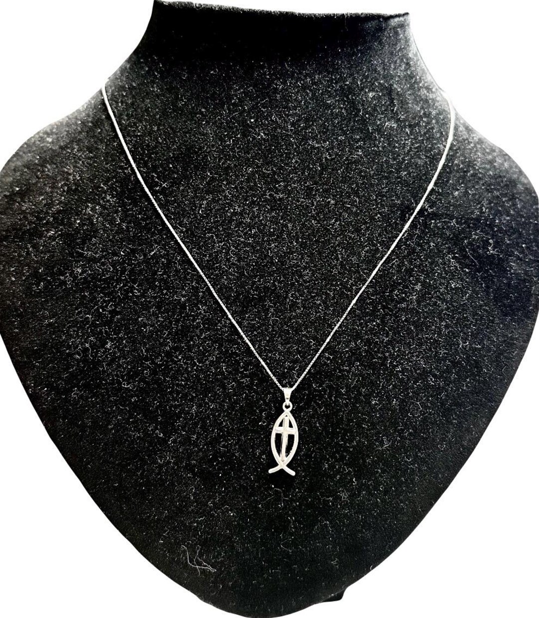 14k White Gold Christian Fish Symbol Necklace - Etsy