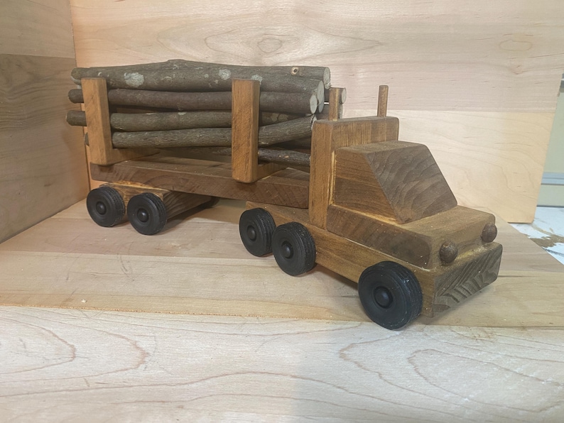 Handmade Wooden Log Truck - Etsy