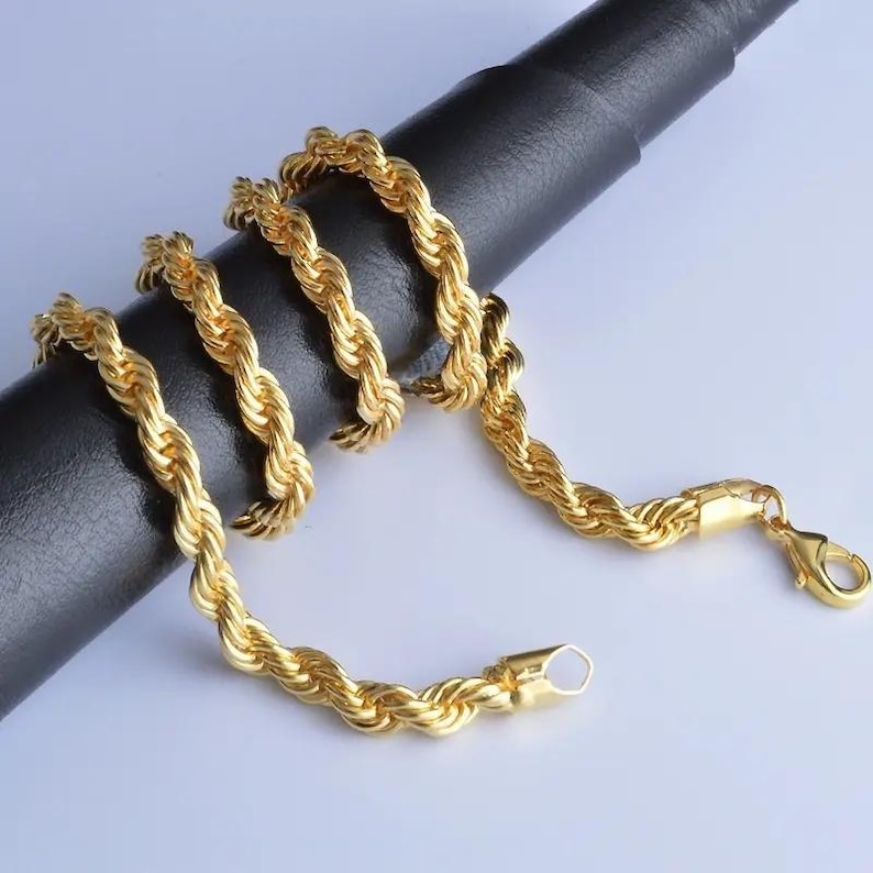 Elegant 18K Gold Plated Lux Rope Chain - Etsy