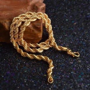 Elegant 18K Gold Plated Lux Rope Chain - Etsy